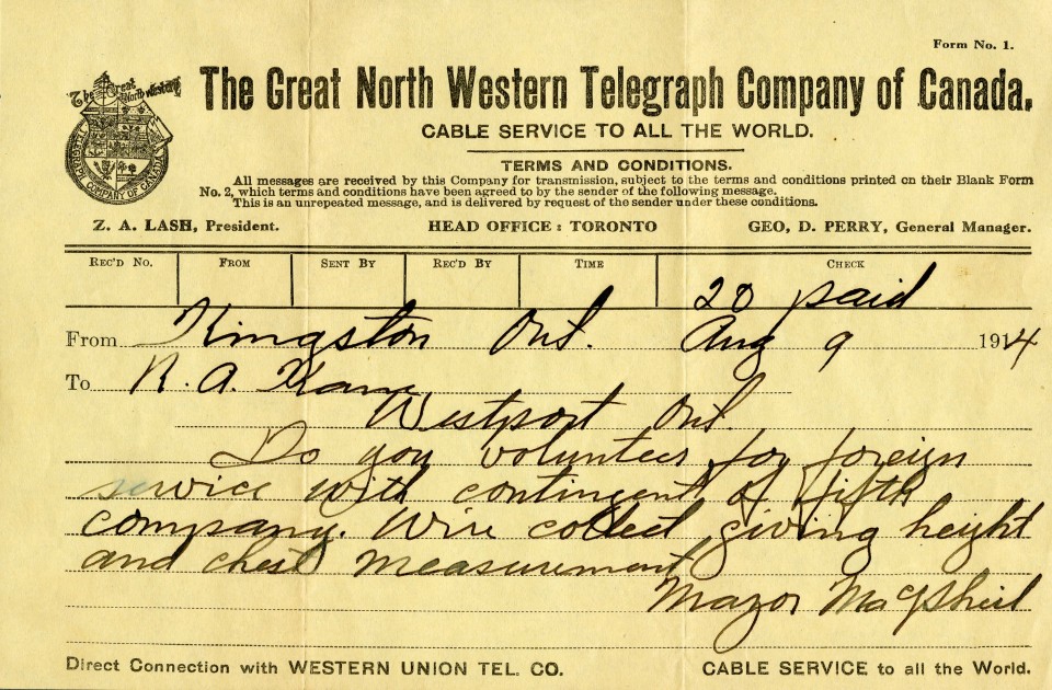 Archival Documents - Personal documents | Canada and the First World War