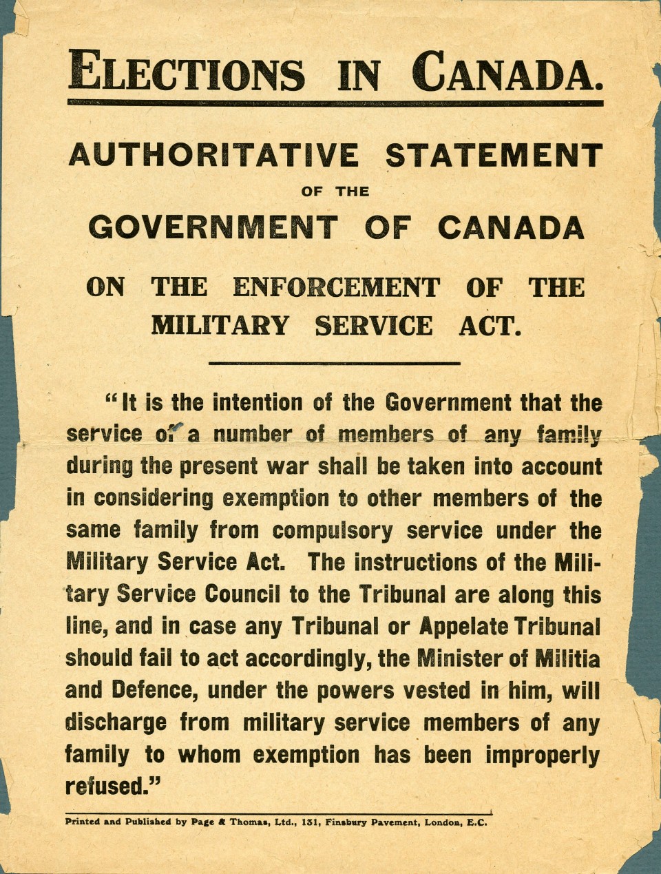 Archival Documents - Government Documents | Canada and the First World War