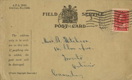 Remembrance: Field Service Postcard | Canadian War Museum